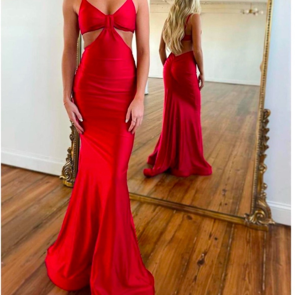 Red Prom Dress With Cut Outs And A Low Back - Gem